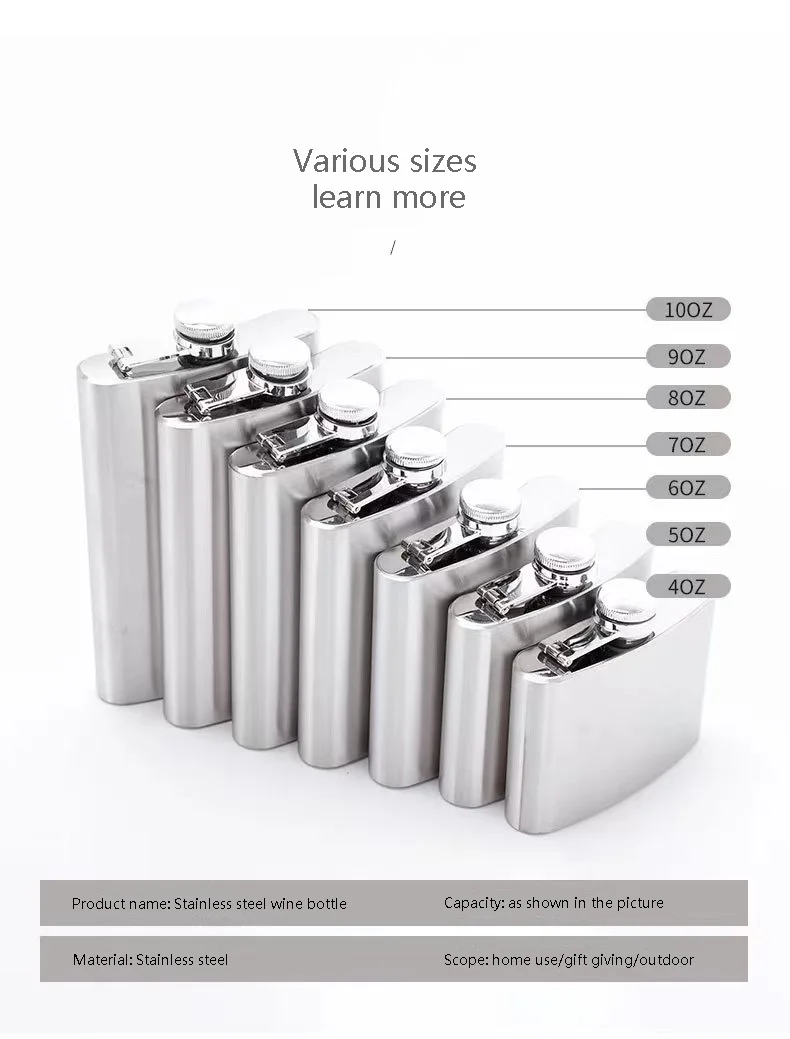 High Quality Stainless Steel Wine Bottle Whiskey Flask Russian Outdoor ...