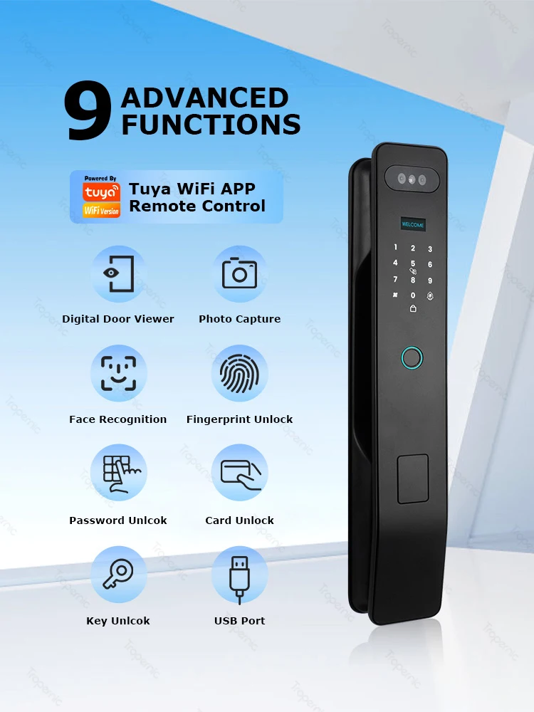 2024 3d Face Unlock Recognition Smart Locks Wood Door Tuya Id Face Scan ...