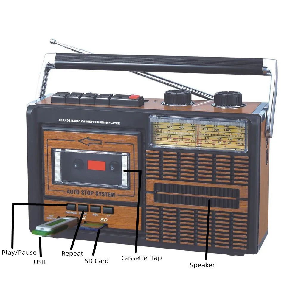 Portable Usb Cassette Player Fm Am Sw Radio Cassette Recorder Audio ...