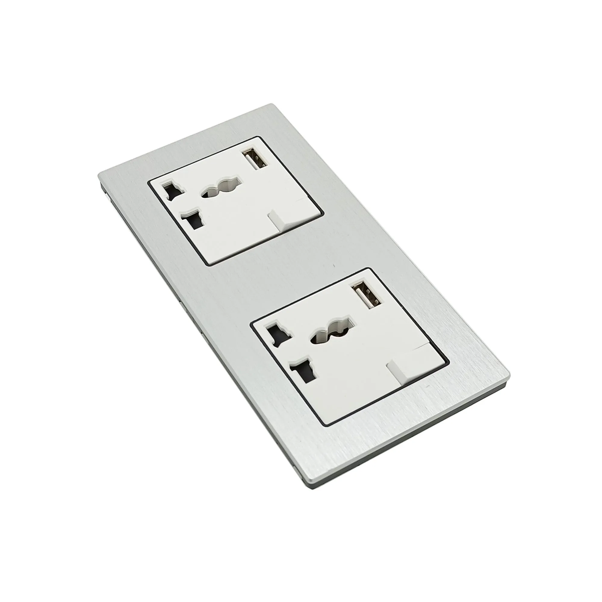 Double Switched 3 PIN Universal Wall Socket with Single USB