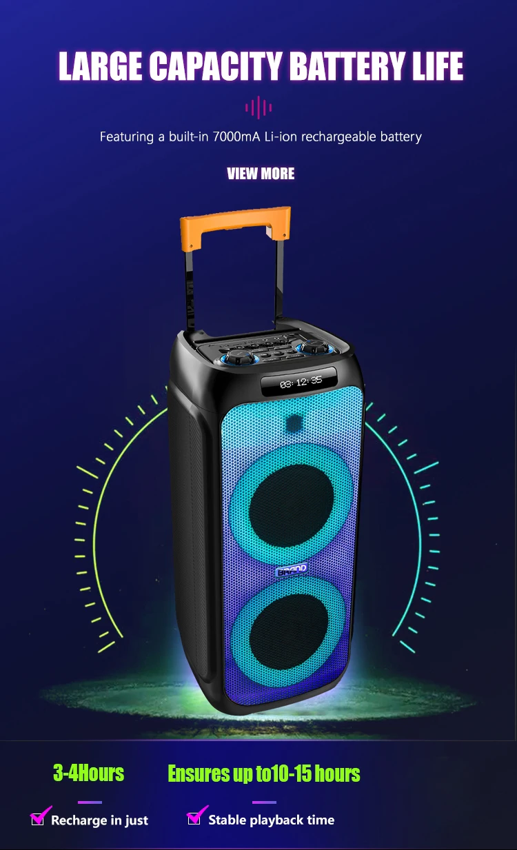 Professional Trolley Double 10 Inch Audio Subwoofer Speaker With Flame Light Partybox Dj ...