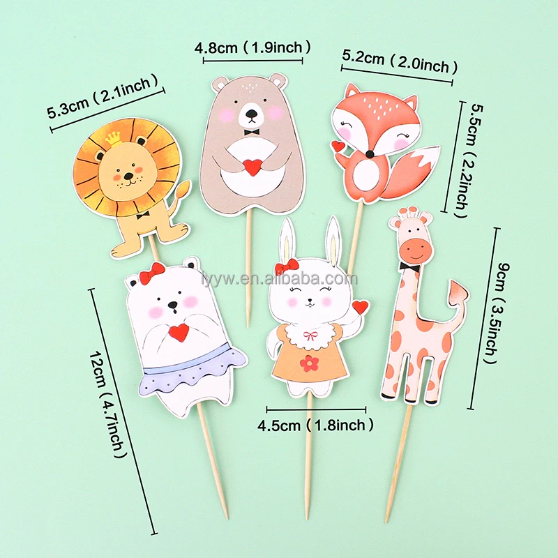 Jungle Animal Theme Cake Topper - Perfect for Birthday Part