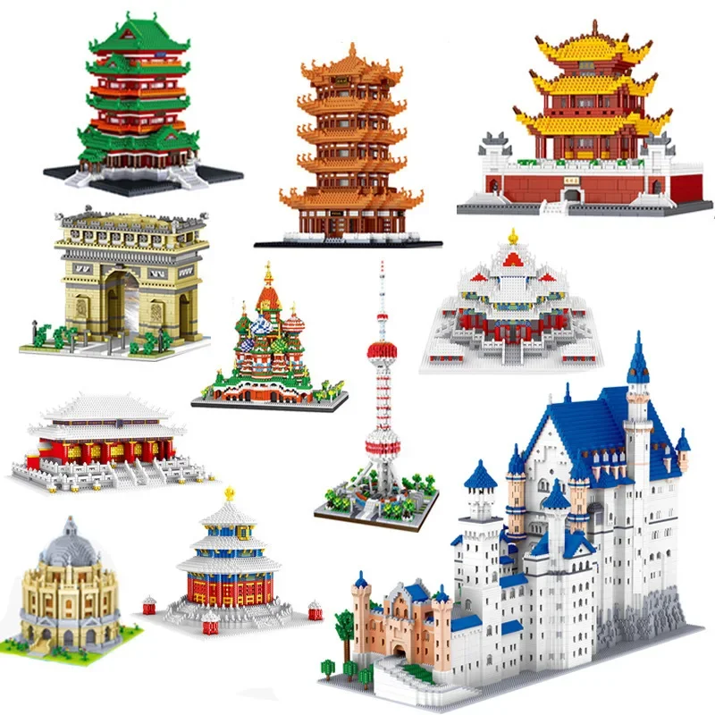 Lezi Mini Blocks World Creative Architecture Chinese Castle Building ...