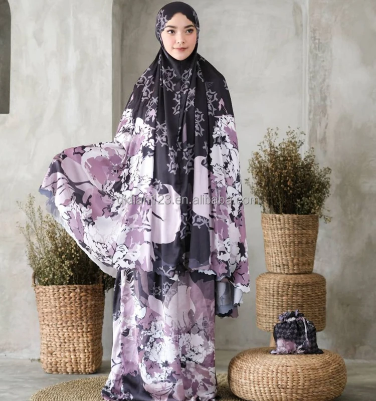 Custom Printed Prayer Set for Muslim Women - Mukena Telekung Hijab with ...