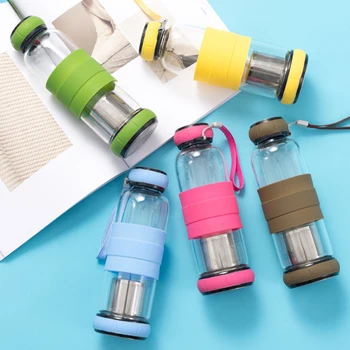 550ml Promotion Borosilicate Recycled Glass Water Bottle With Stainless ...