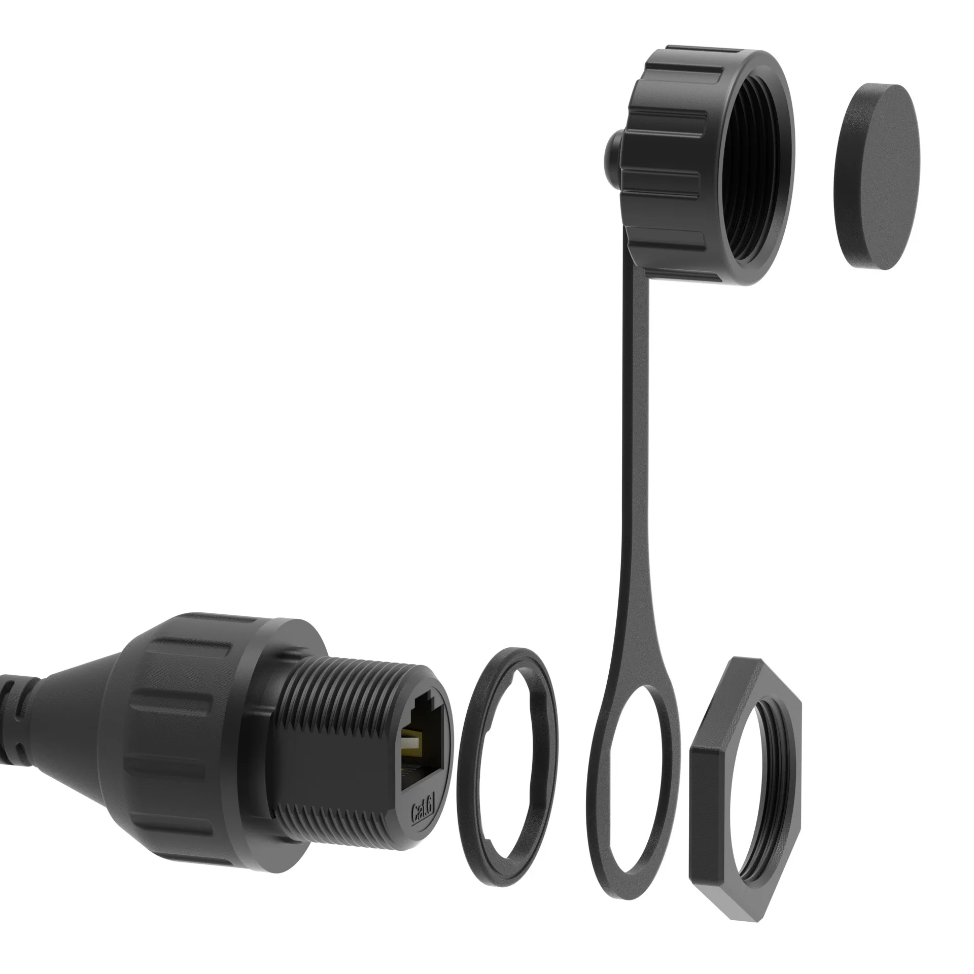 Industrial Grade IP67 Panel Mount RJ45 8P8C RJ48 10P10C Screw Locking ...