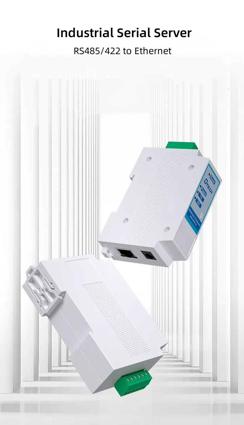Dtech Din Rail Serial Device Server Industrial Rs485/422 To Ethernet ...