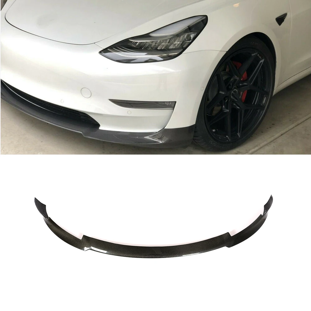Carbon Fiber Front Bumper Lip For Tesla Model 3 Base Sedan Long Range ...