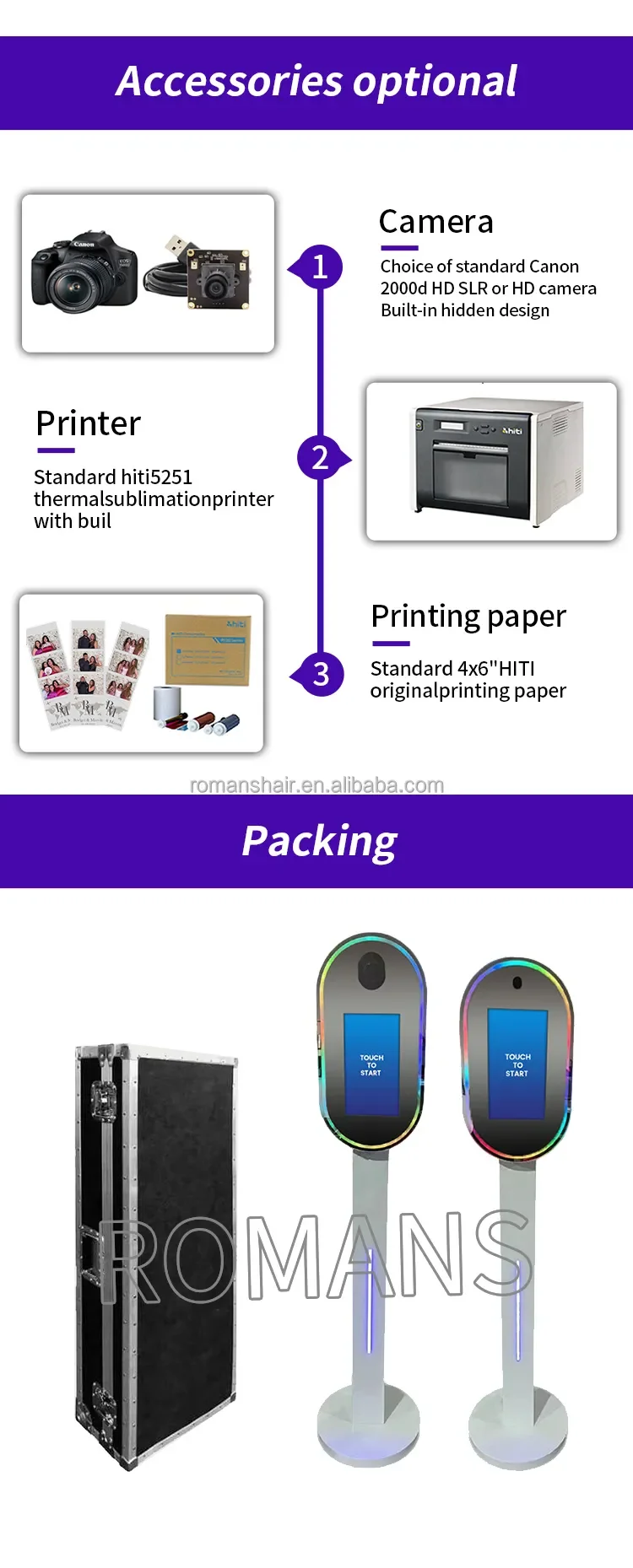 Photo Booth Wedding Party Christmas Event Have Fun 13.3 Inch Touch Screen With Mini Pc Printer ...