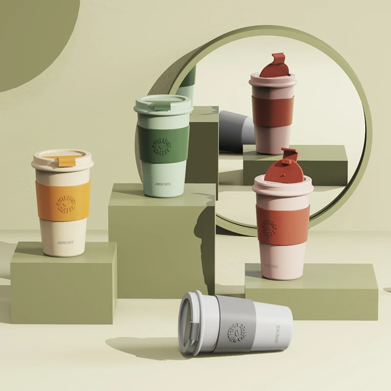 HAERS Portable Coffee Cup with Handgrip Coffee Tumbler 304 Stainless ...