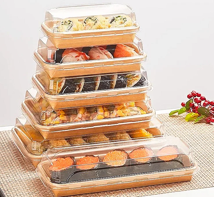 Eco Disposable Sustainable Recyclable Kraft Paper Sushi Tray Food ...