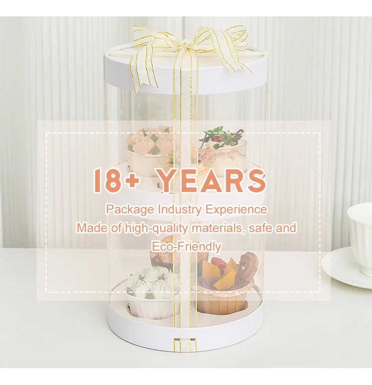 Factory Direct Sales Cupcake Cylindrical Transparent Round Cake Box ...