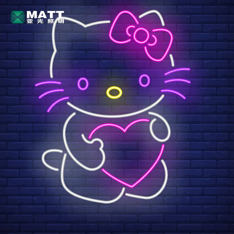 Matt Custom Neon Sign Lovely Bright Pink Hello Kitty Neon Light For ...