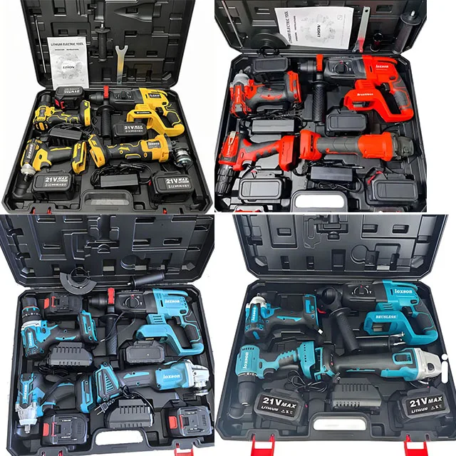 Multifunctional 4 In1 Cordless Tool Set Yellow Electrical Tool Kits ...