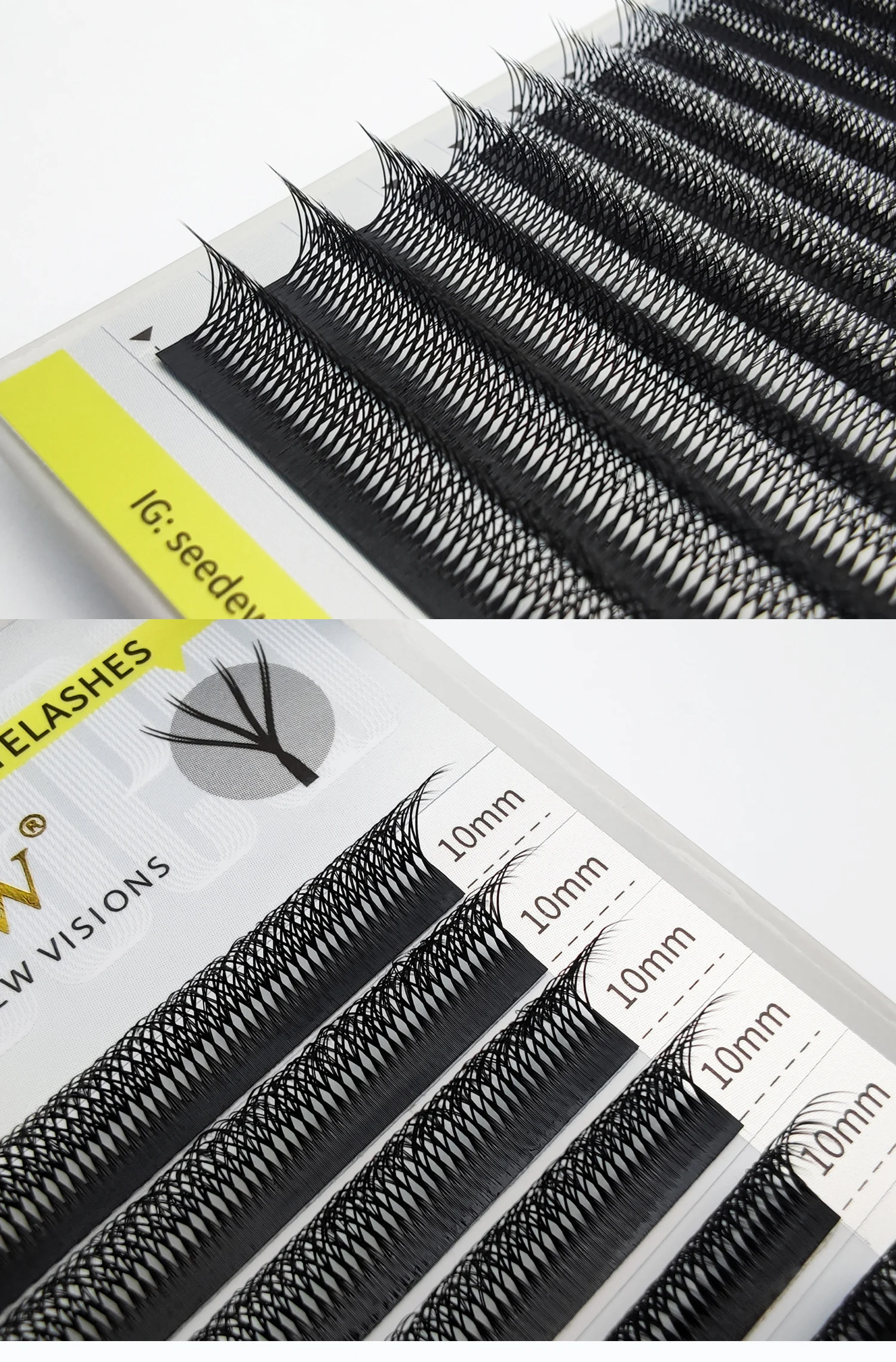 Seedew 8d Double Tips 4d W-shaped Eyelashes 12rows 0.07 C/d Full Dense ...