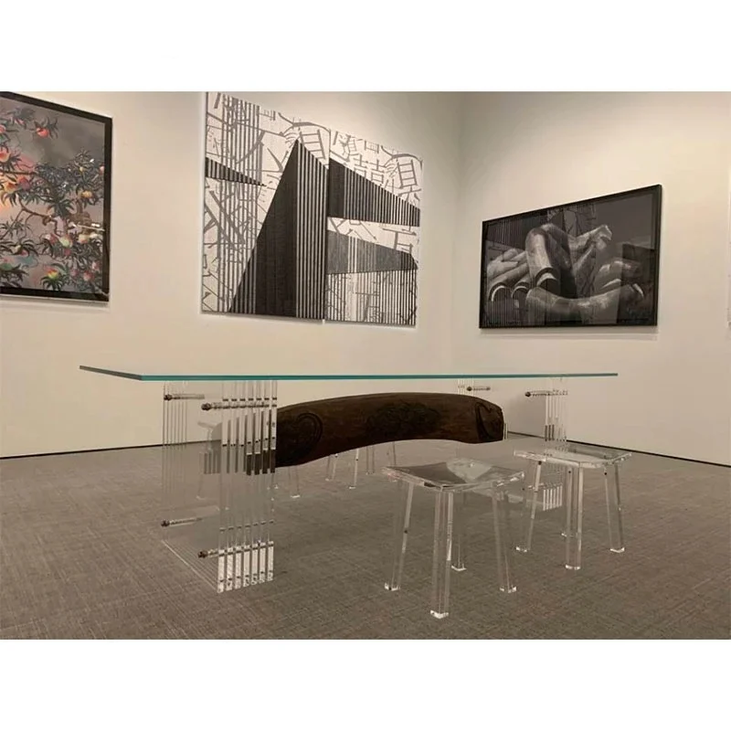 Modern Office Conference Room Table Transparent Clear Acrylic Meeting ...