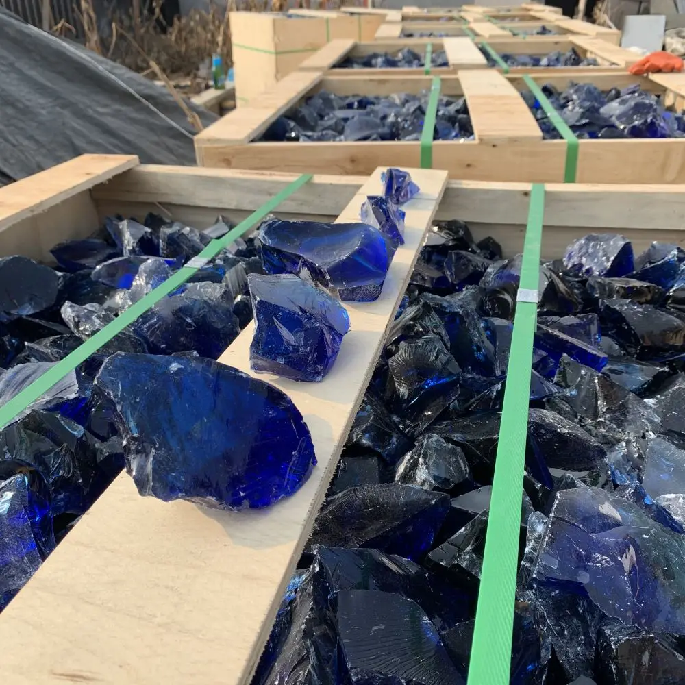Wholesale Colored Large Landscaping Slag Glass Blue Glass Rocks Rock ...