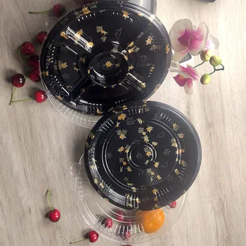 Wholesale 10 Inch Round Golden Maple Leaf Sushi Trays Plastic ...
