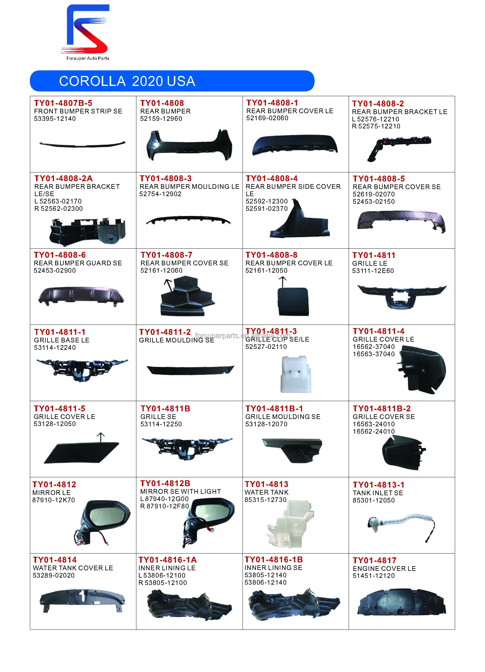 53111-12e60 Front Grille Le For Toyota Corolla 2020 Usa Type Auto Parts ...