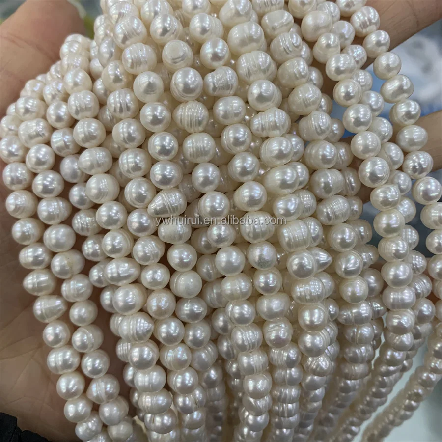 Natural Threaded Pearl 6-7mm White Millet Beads Natural Freshwater ...