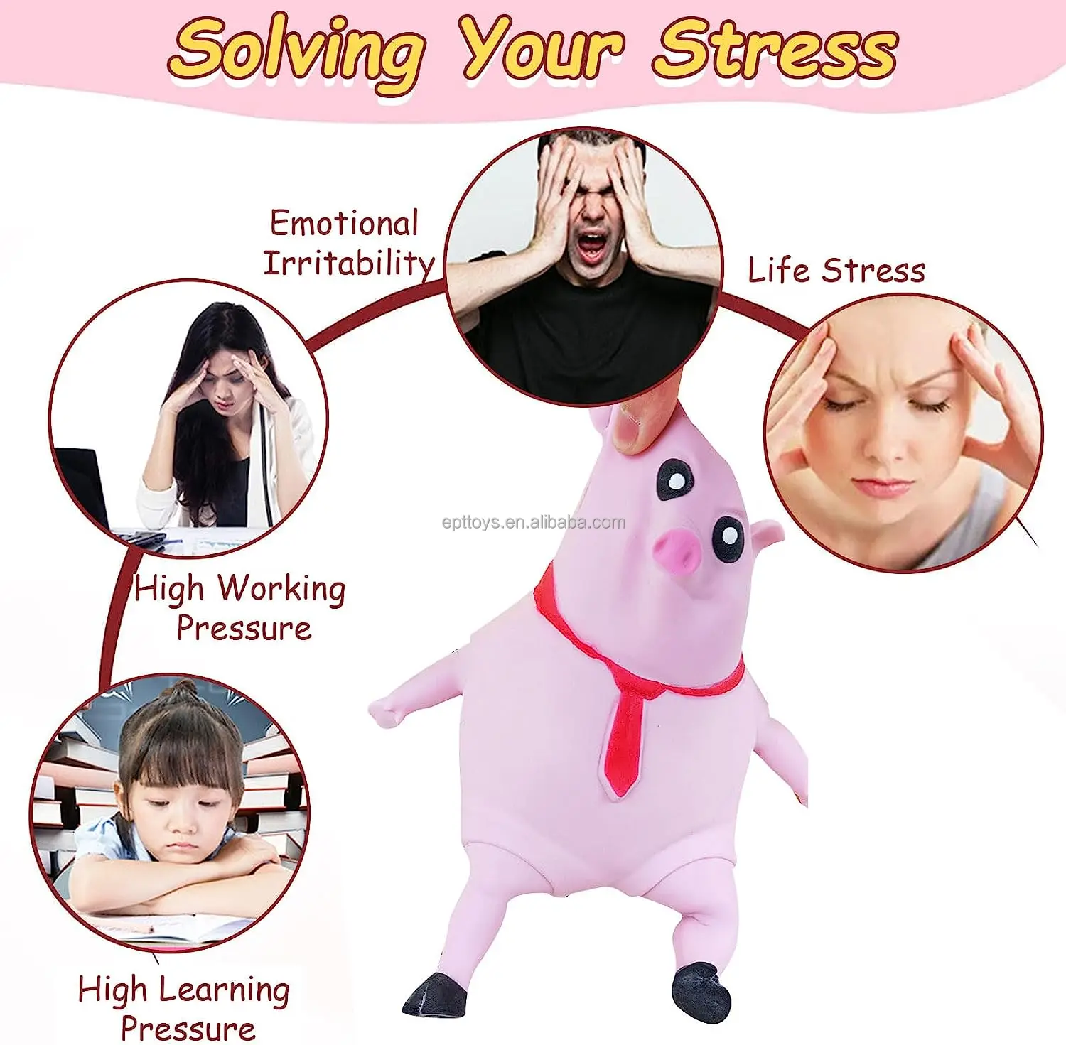 Ept Anti Stress Relief Vent Cute Pink Pig Squeeze Fidget Sensory ...