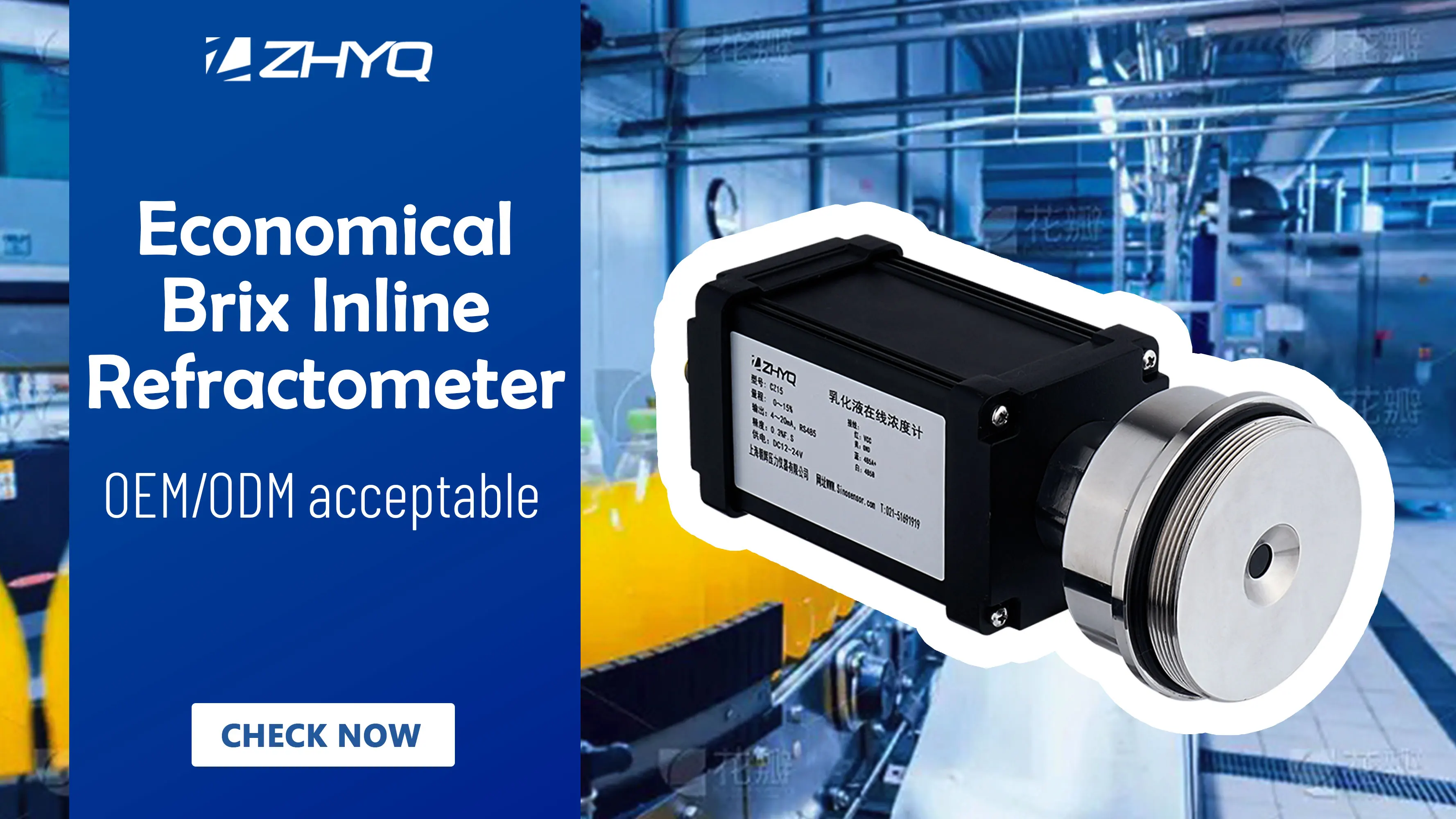 Zhyq Economical Inline Refractometer For Brix Analysis And Monitoring Production Process Of