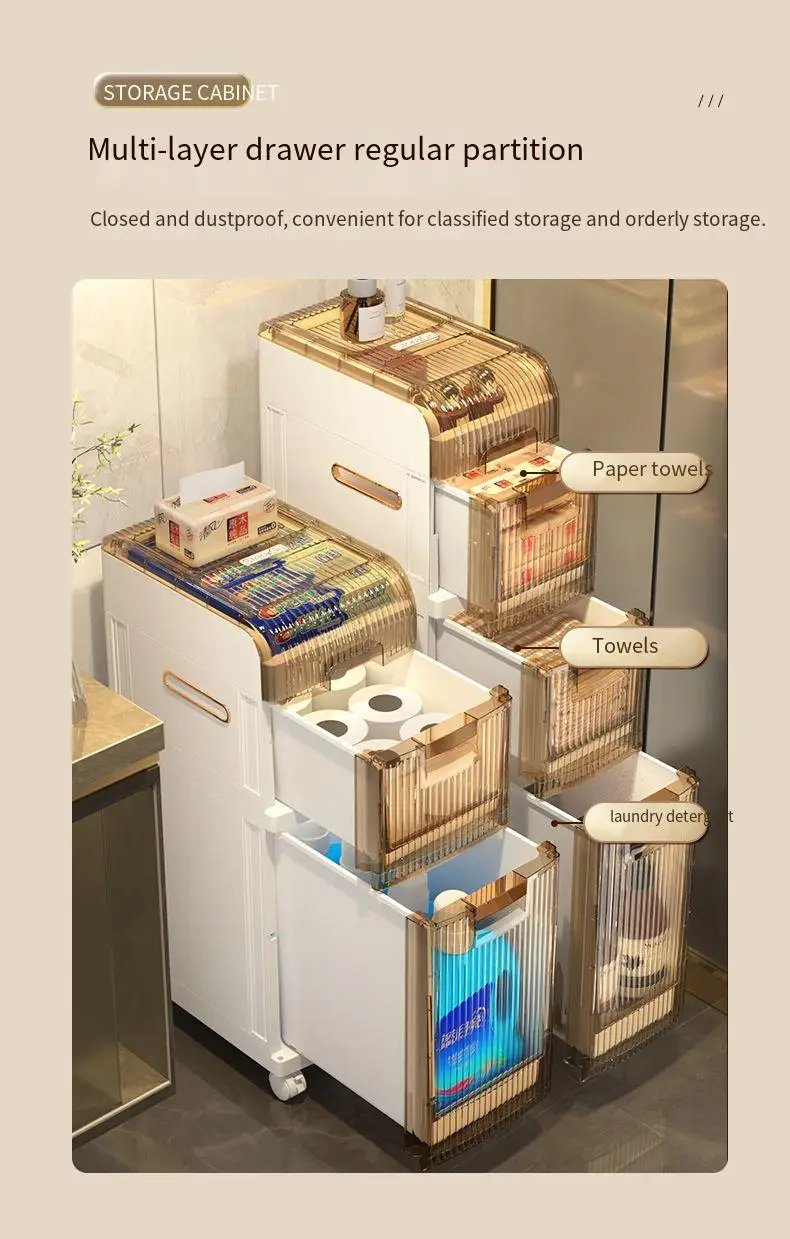 Multilayer Plastic Slit Drawer Storage Cabinet Household Toilet Gap ...