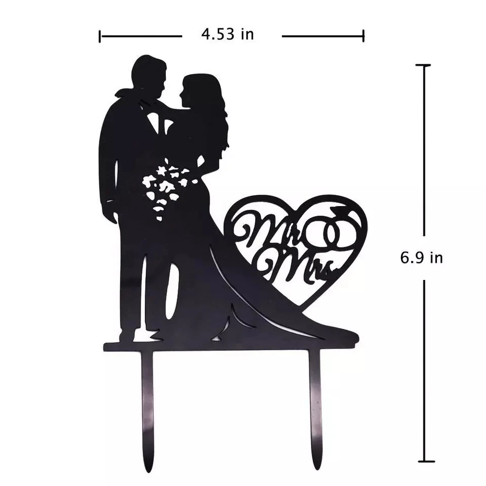 Bride And Groom Wedding Cake Topper Acrylic Wedding Party Cake Topper ...