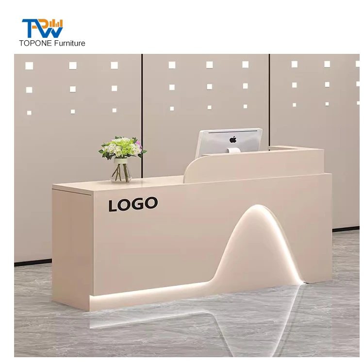 Office Furniture Coffee Adjustable Reception Desk Stone Gold Reception ...