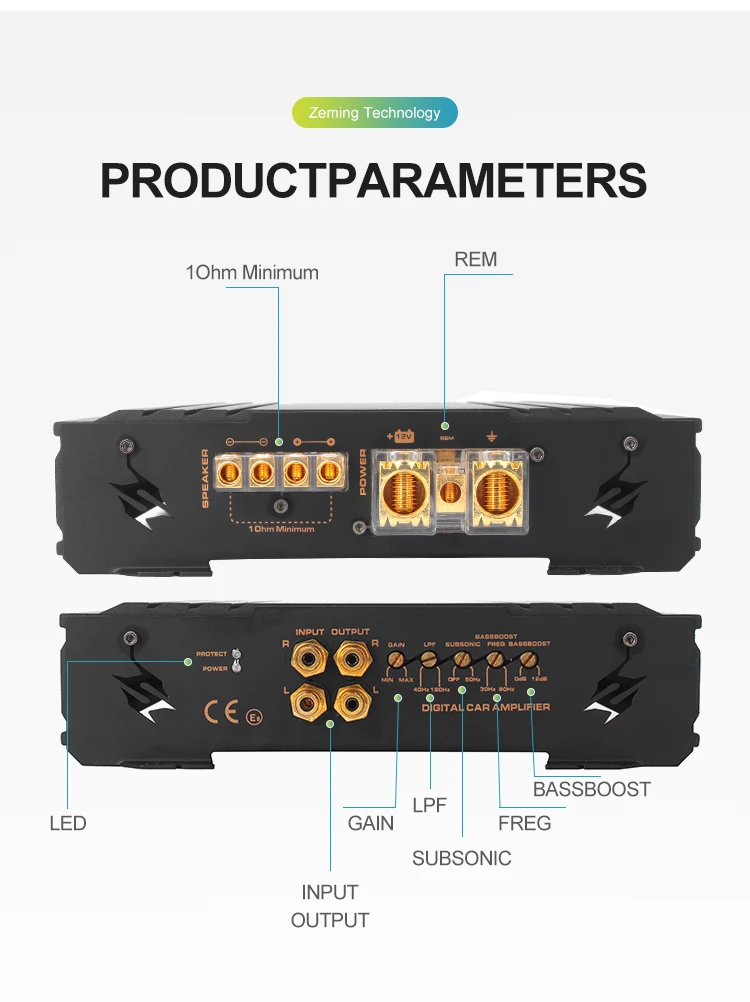 Power Amplifier 12v Class D Monoblock Digital Amp Car Power Amplifier 1 ...