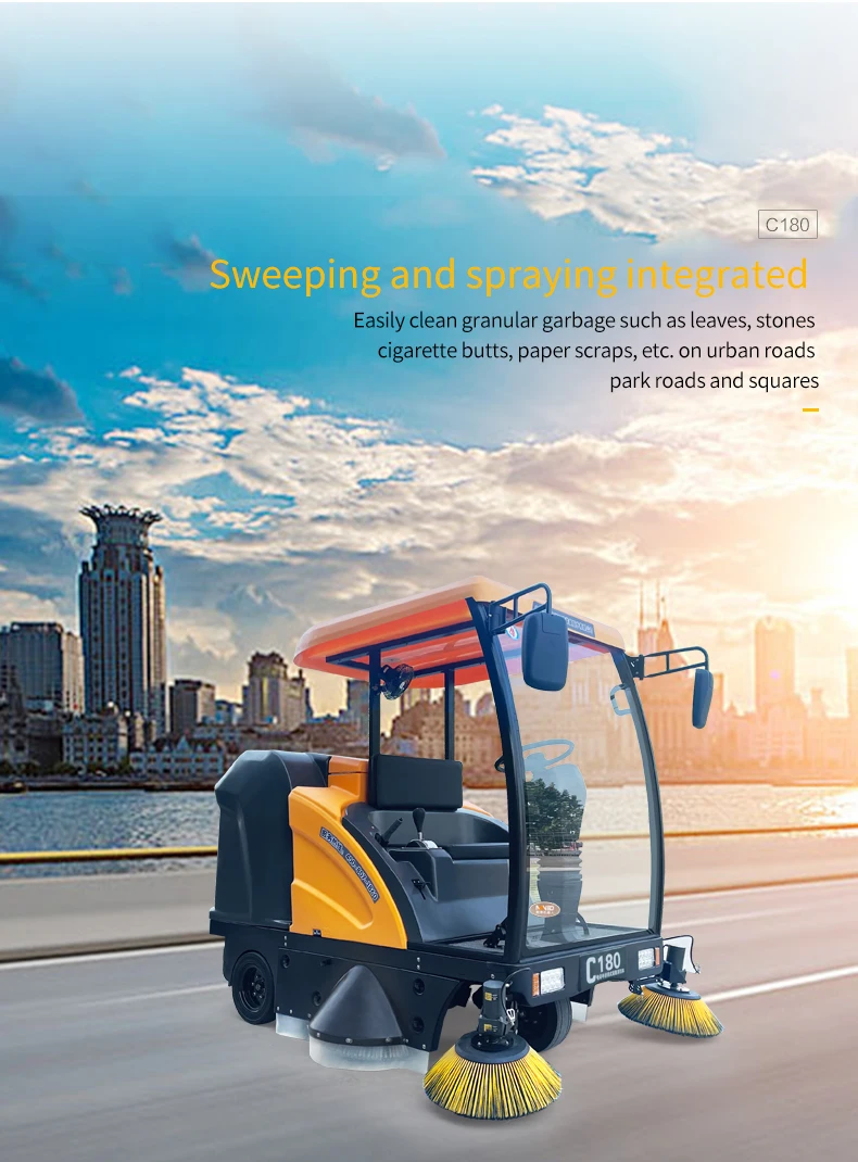 Electric Double-Barrel Filter Floor Sweeper Machine New Condition Semi ...