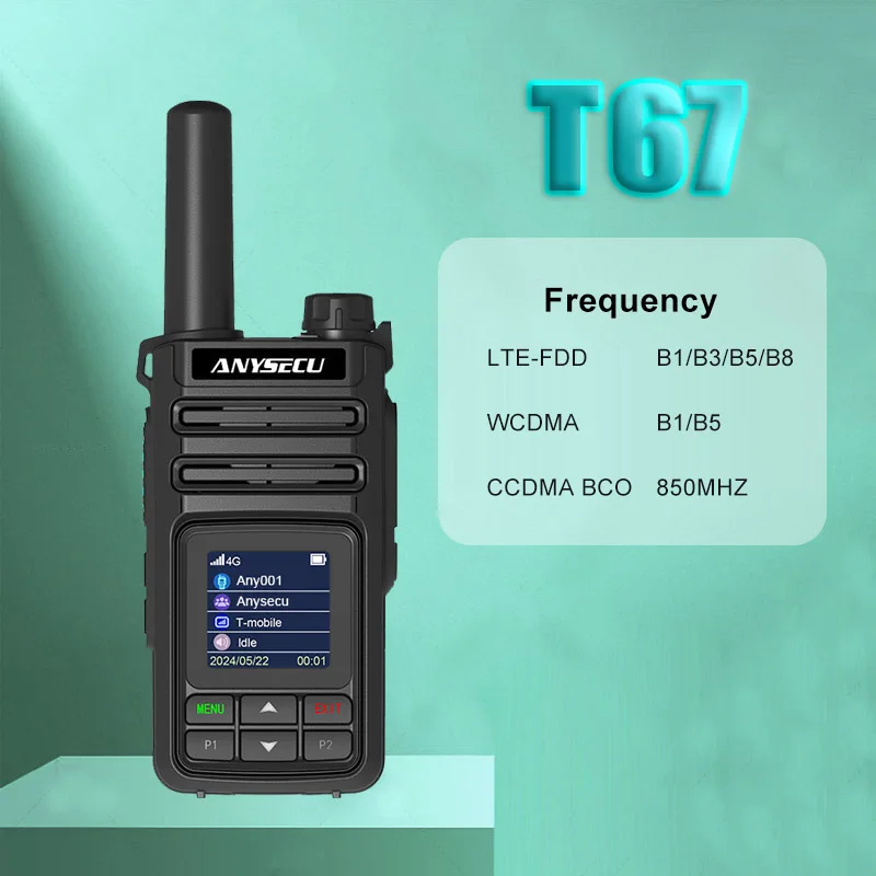 Anysecu T67 Android 5.1 5000mah - 4G POC Radio Walkie Talkie