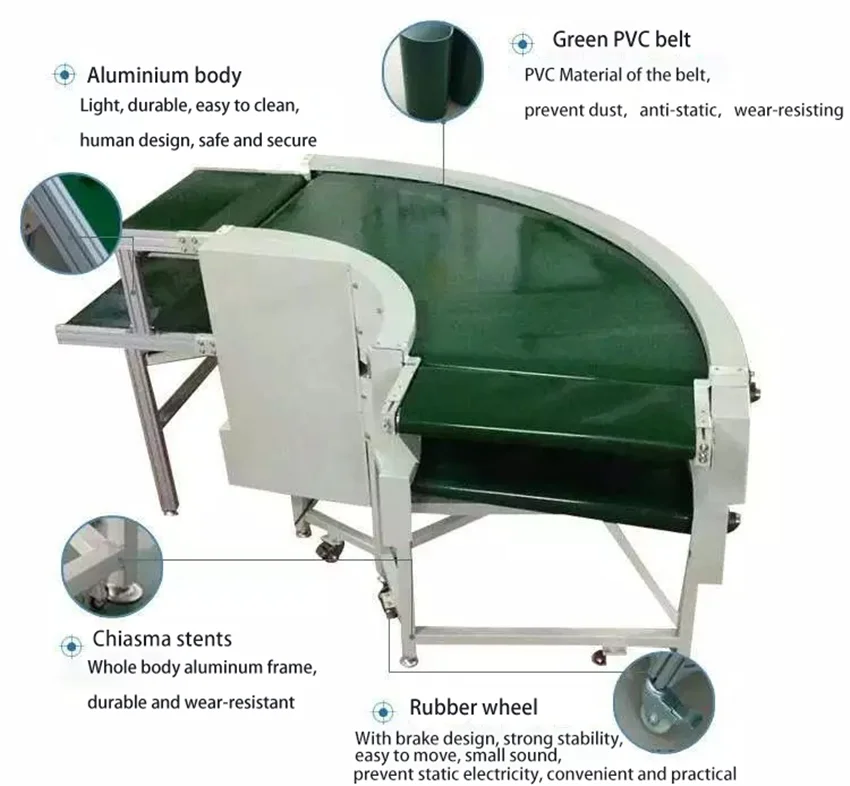 180 Degree PVC Turning Belt Conveyor - Efficient & Durable