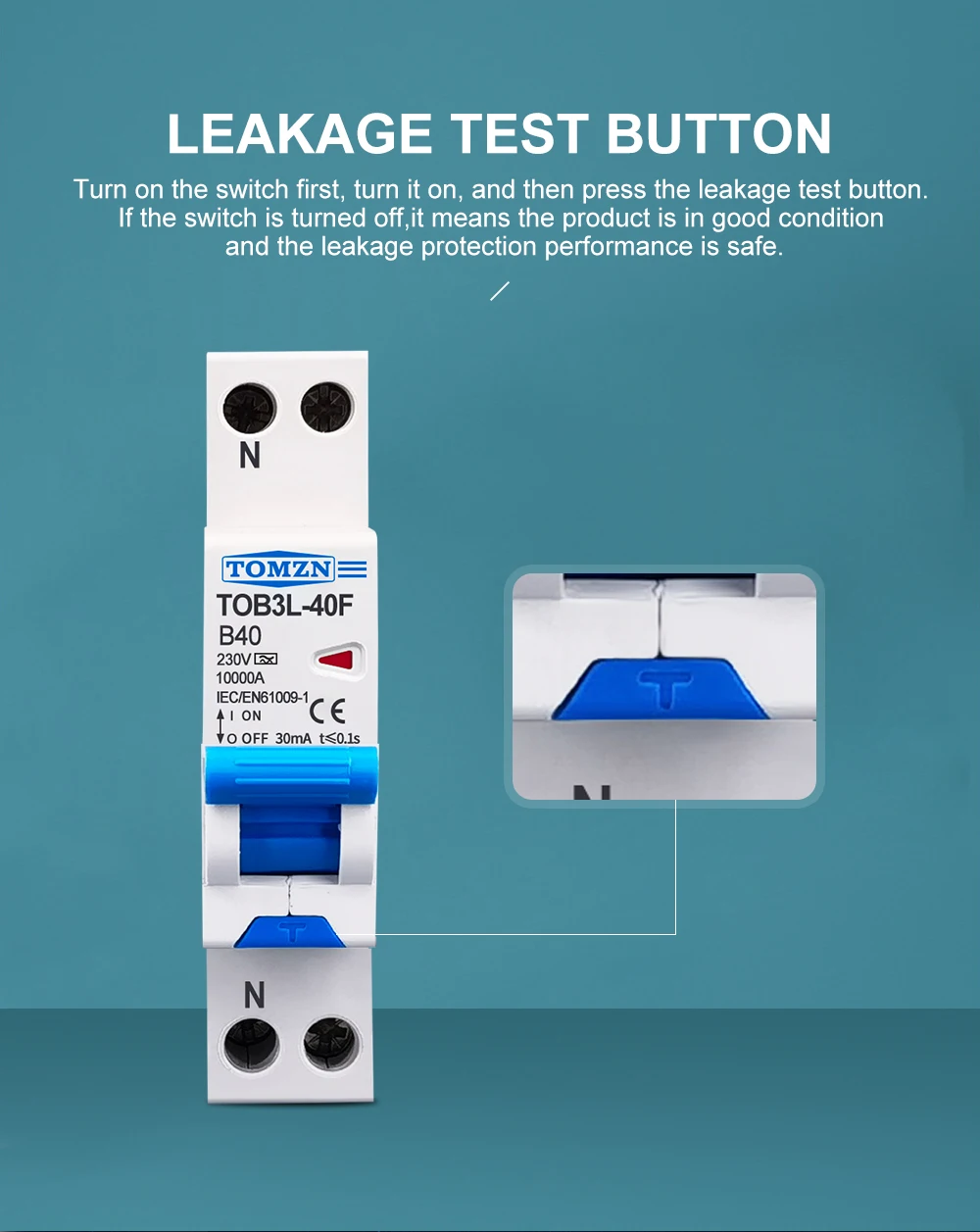 A Type B Curve Rcbo 1p+n 10ka Overcurrent Protection Circuit Breaker - Oem