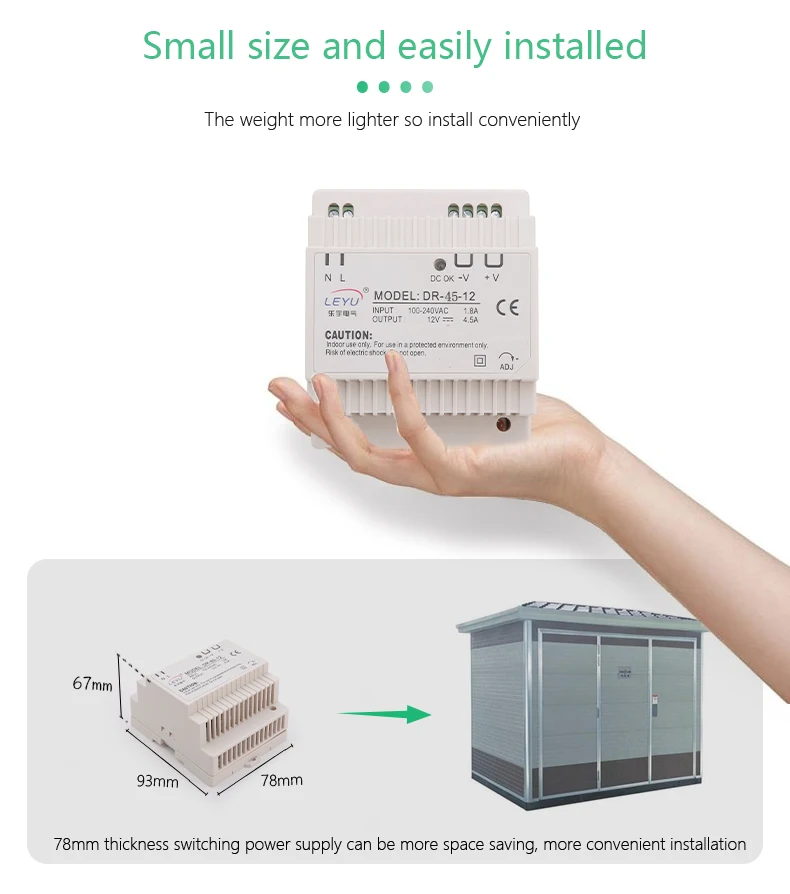 Din Rail Switching Power Supply 45w 110v 220v Ac To Dc 12v 24v 48v Single Output Power Supply ...