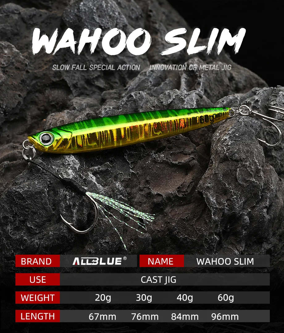 Allblue 60g Wahoo Slim Madai Metal Casting Jig Saltwater Fishing Lure - Buy Fishing Lure,Metal ...