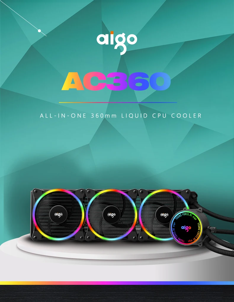Aigo PC CPU Water Cooling - Efficient RGB Fan Ventilator
