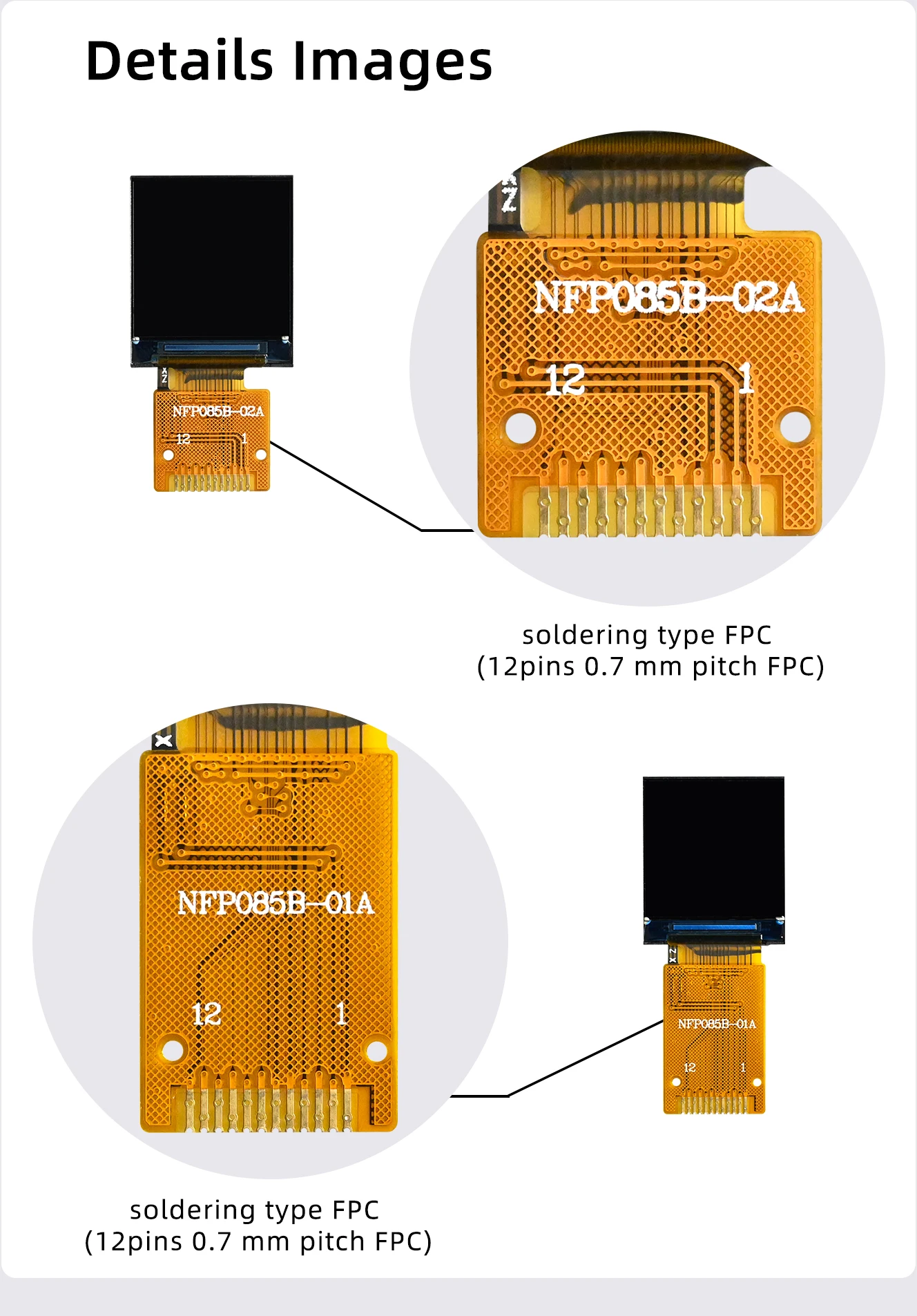 0.85 Inch 128x128 TFT LCD Display Module with GC9107 Driver