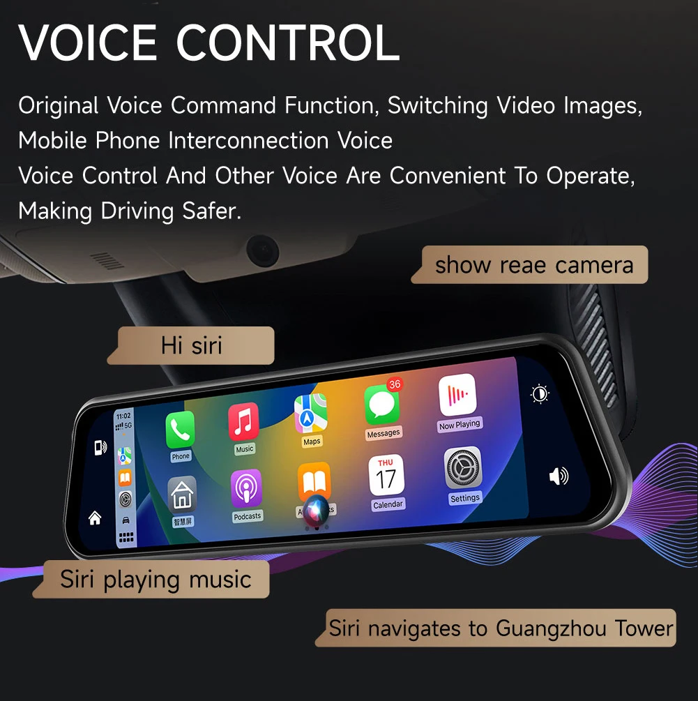 Smart Dvr Carplay Auto Wifi Dash Cam Front And Rear Car Camera Fhd 4k ...