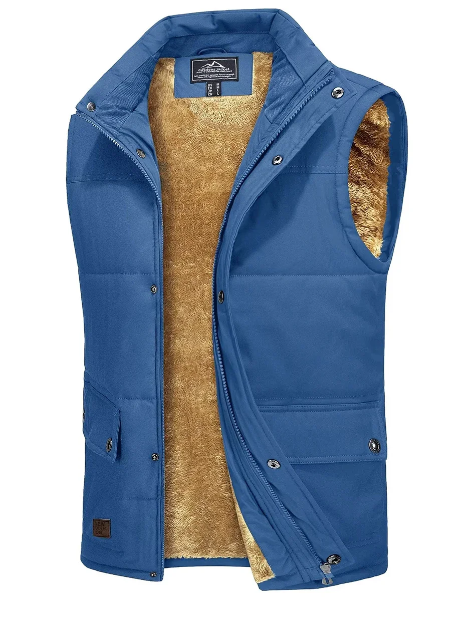 Custom Winter Men's Outerwear Vests Outdoor Warm Fleece Sleeveless ...