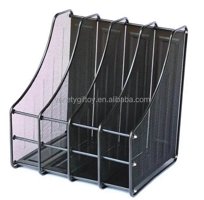Metal Mesh A4 File Rack 4 Columns Desktop Magazine Rack Office Stationery Archives Data Storage ...