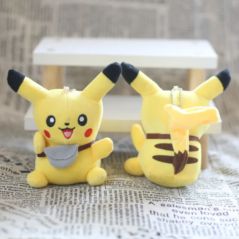 12cm Pokemoned Anime Mini Pikachu Plush Toy Doll Keyring Action Figure ...