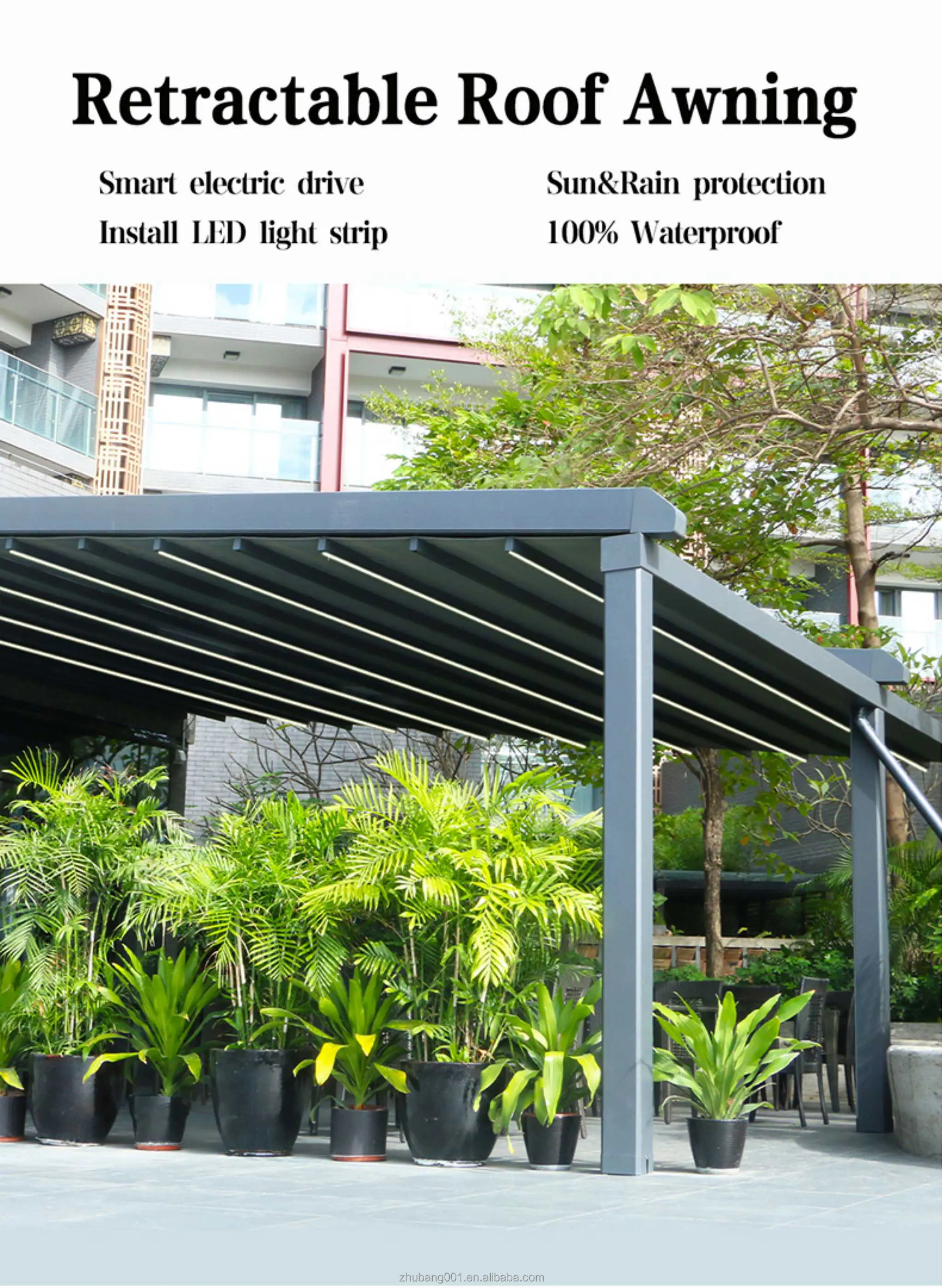 Motorised Retractable Roofing Pergola - Windproof Garden Gazebo