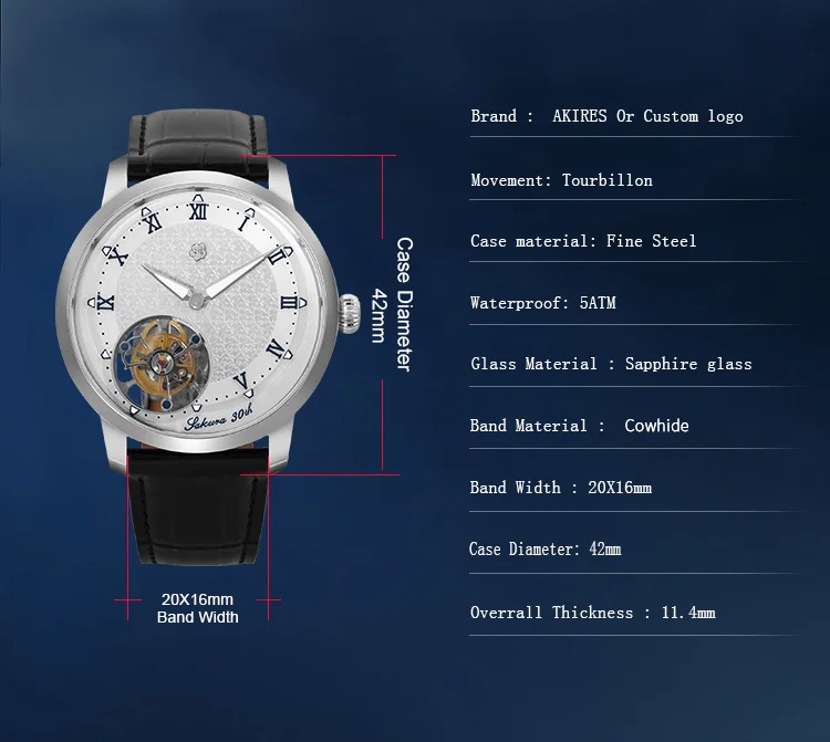Custom Logo Tourbillon Watch - Stylish & Mechanically Advanced