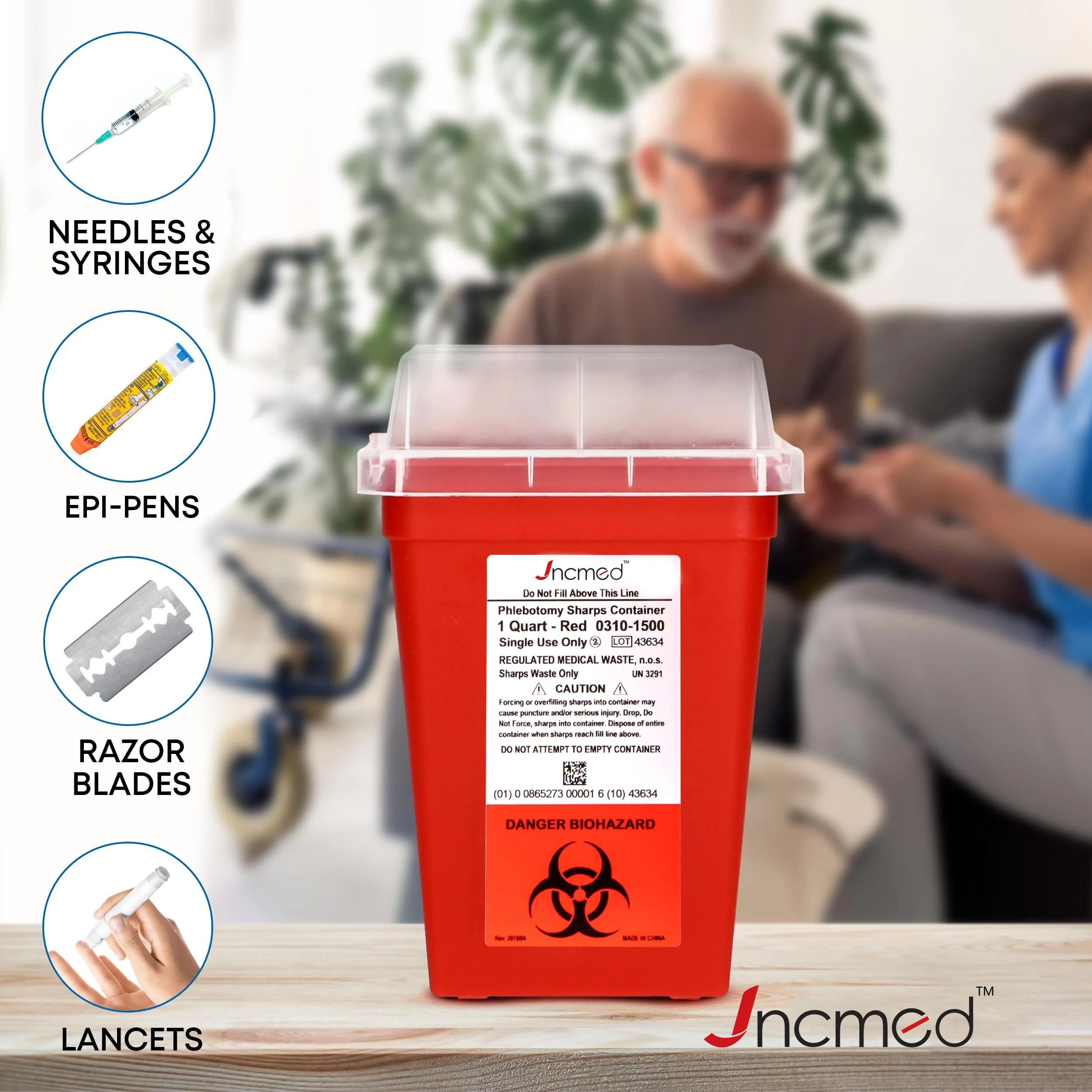 Wholesale 0.1 Quart Disposable Sharps Container Plastic for Medical ...
