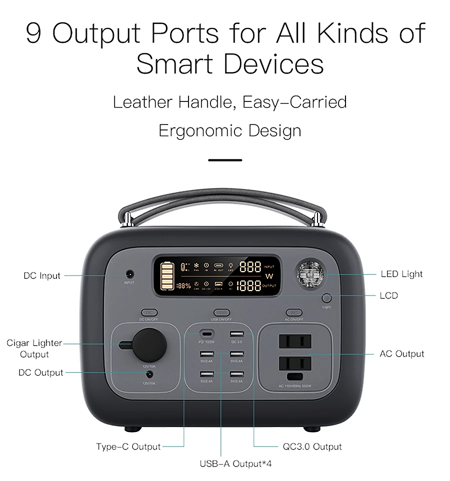 Solar Generator Outdoor Bank Portable Solar Lifepo4 200w 300w 500w 600w 1000w 2000w Portable ...