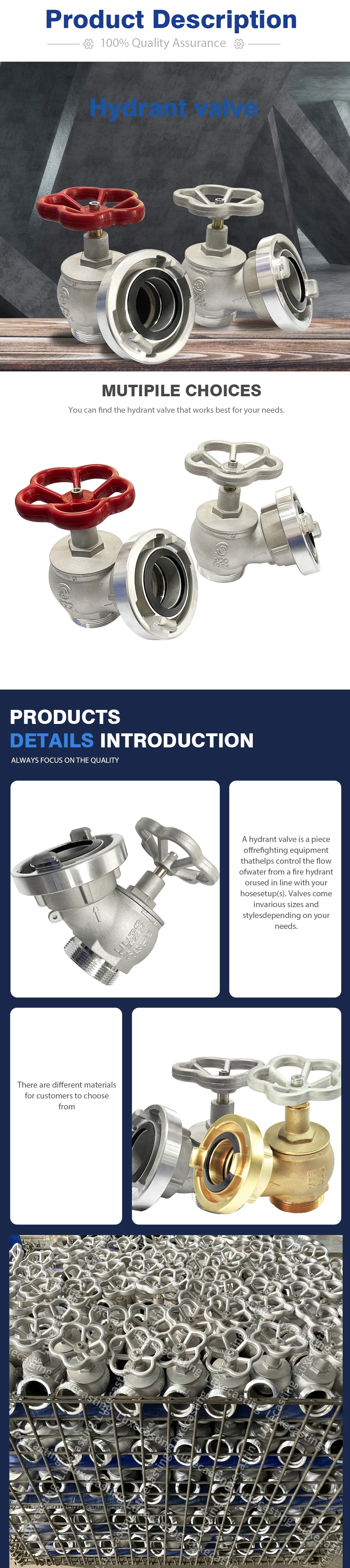 Fire Manufacturer Hydrant Valve 21/2 Aluminum DN50 Brass