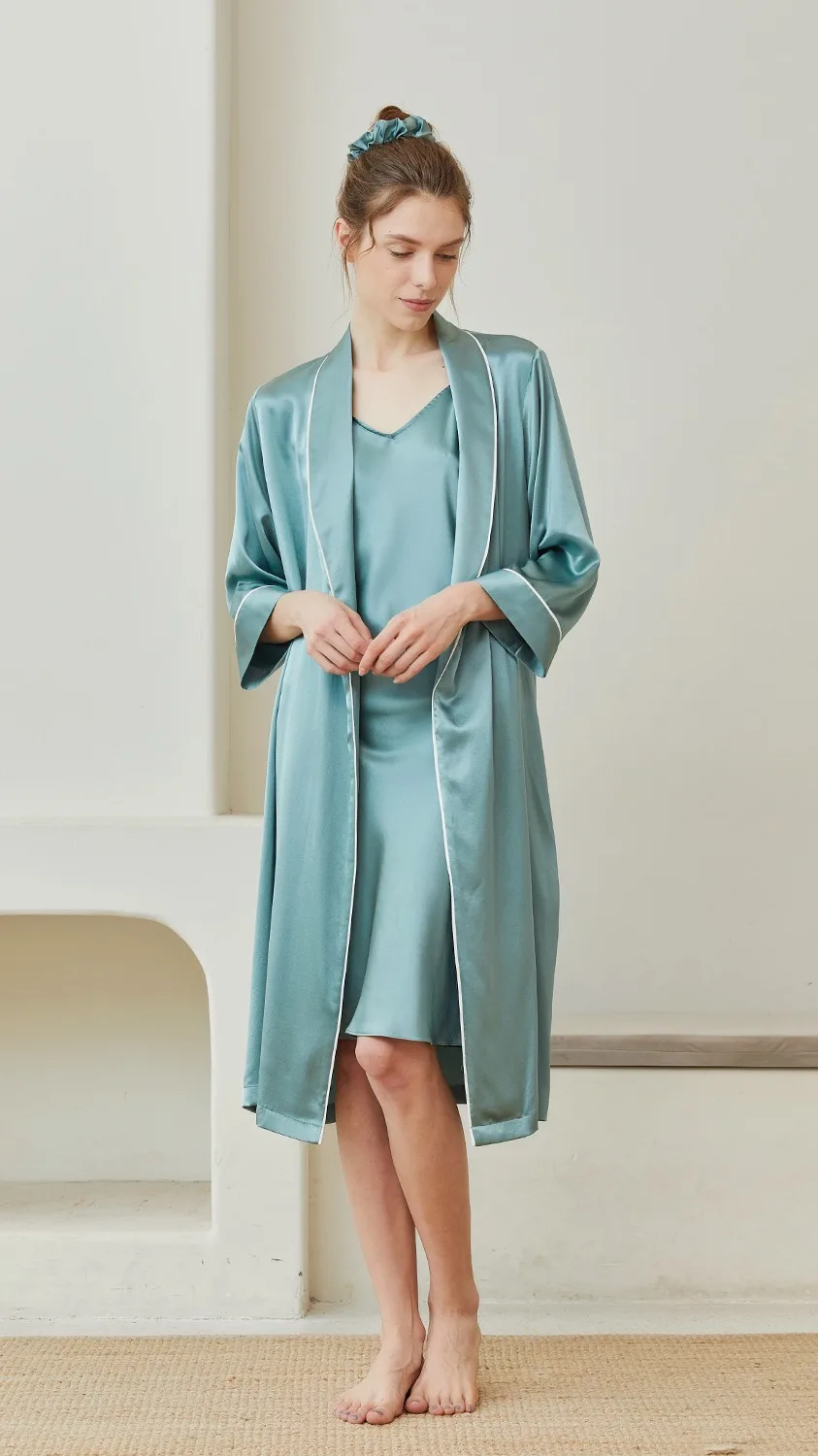 Rouge Long Silk Nightgown Silk Satin Comfortable Nightdress Fashion ...