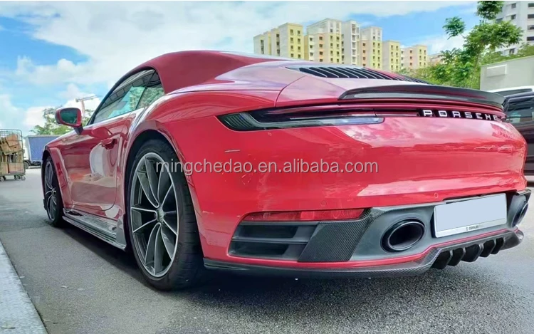For Porsche 911 992 Techart Style 2019-IN Carbon Fiber Rear Diffuser ...