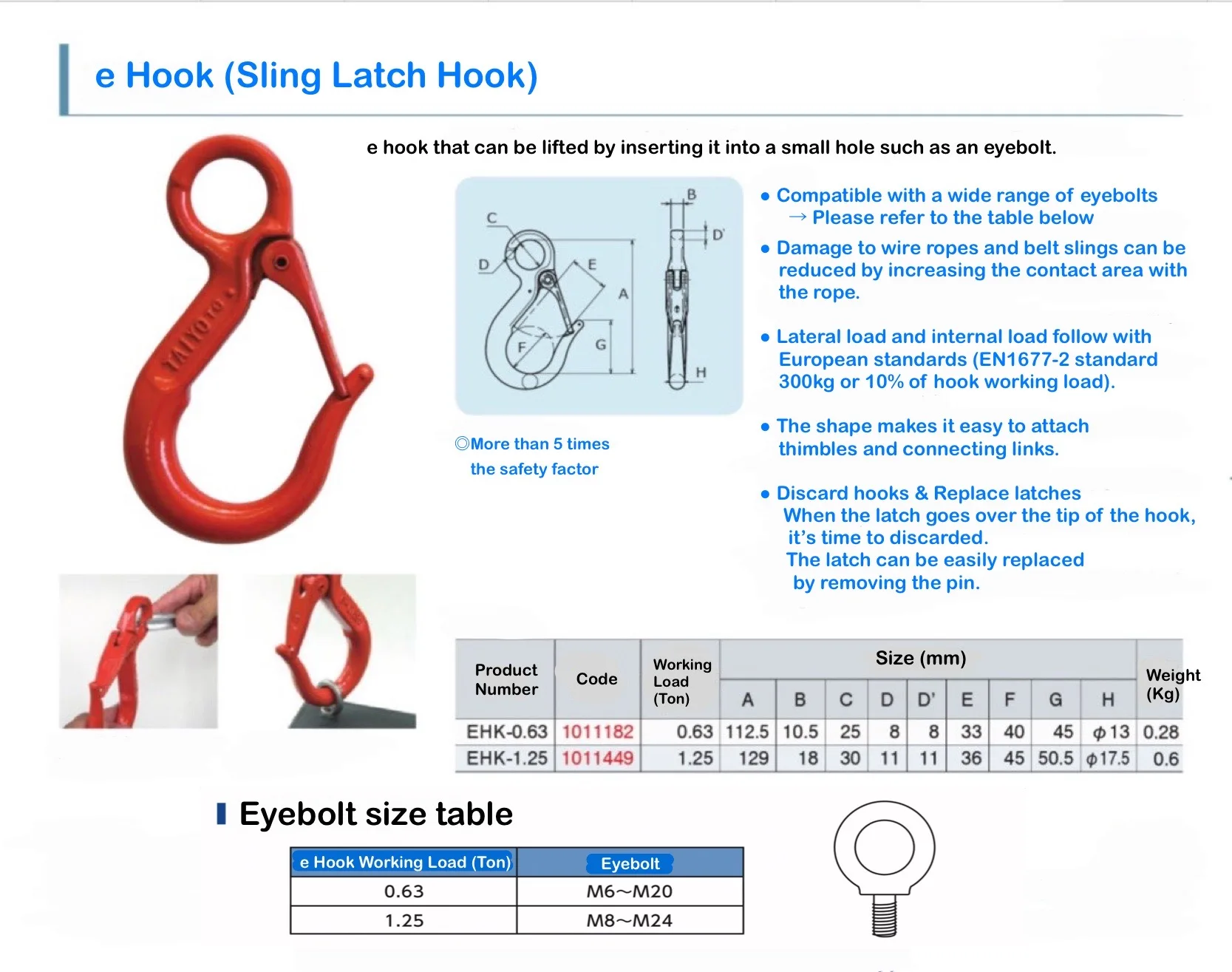 Sling Latch Quick Release Safety Crane Lifting Hooks For Lateral Loads ...